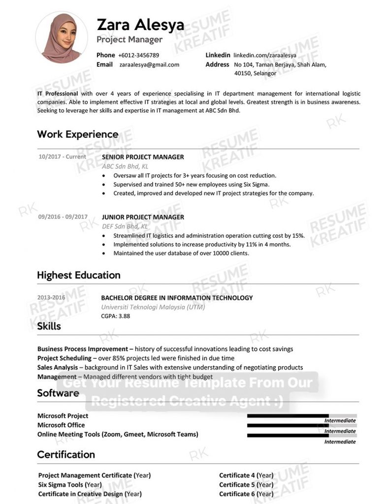Template Resume Kreatif - Mudah, Moden & Profesional